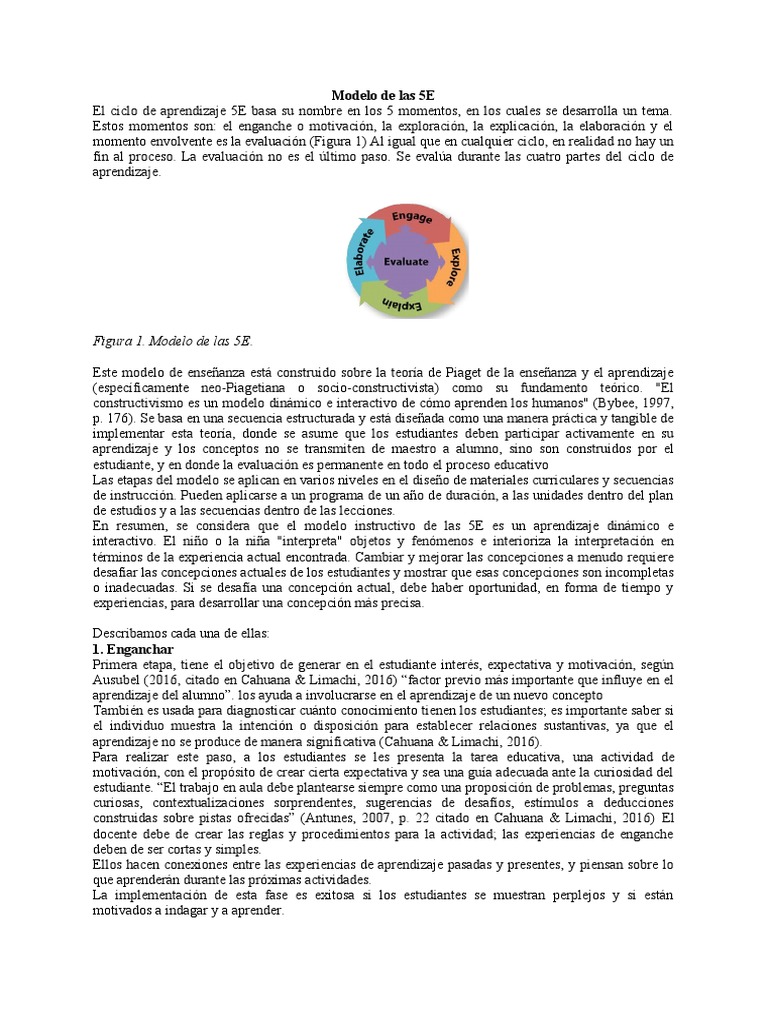 Modelo de Las 5E | PDF | Aprendizaje | Evaluación