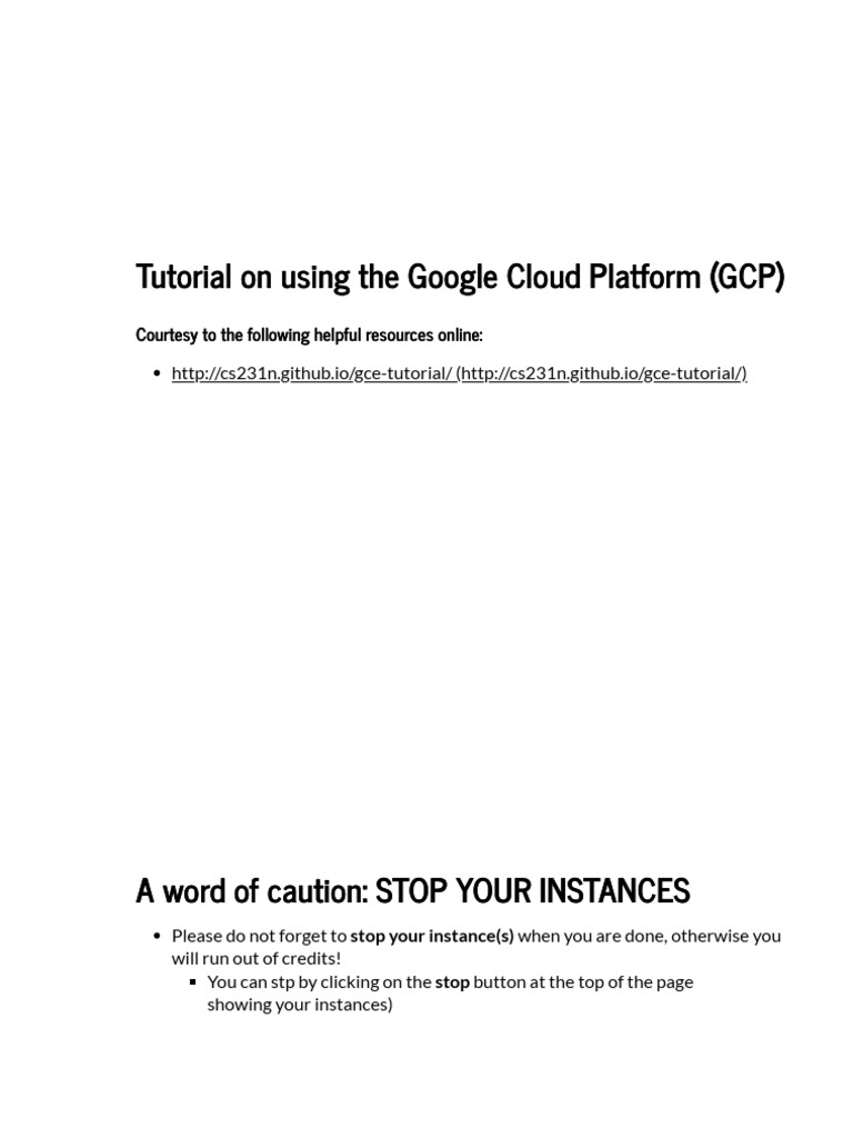 Tutorial On Using The Google Cloud Platform (GCP) Tutorial On Using The ...