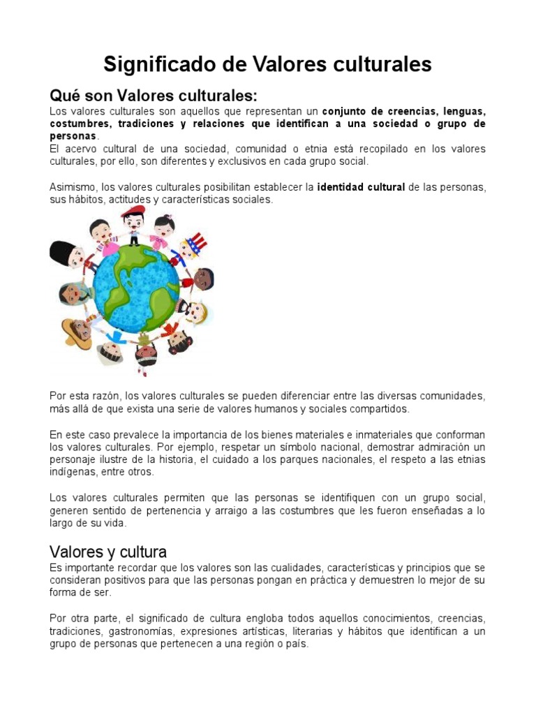 Significado de Valores Culturales | PDF | Tradiciones | Sociedad