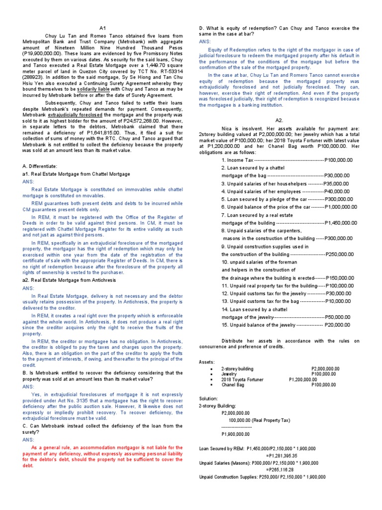CREDITS Finals | PDF | Mortgage Law | Foreclosure