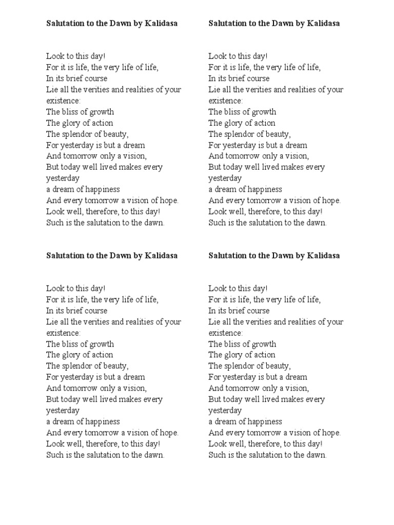 Salutation to the Dawn: Kalidasa's Wisdom | PDF