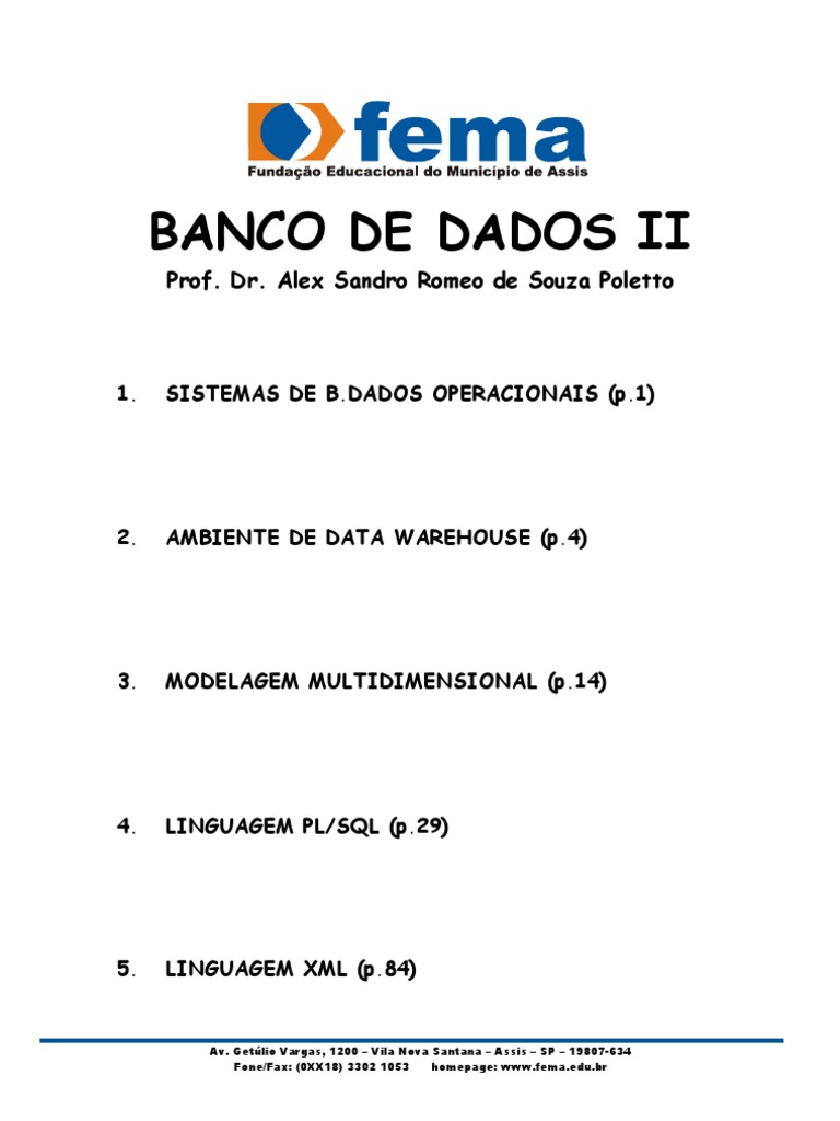 Apostila Banco de Dados | PDF | Armazém de dados | Bancos de dados