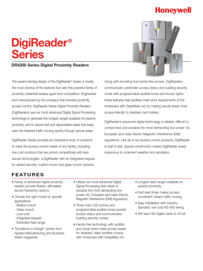 Digireader Series: Dr4200 Series Digital Proximity Readers | PDF ...