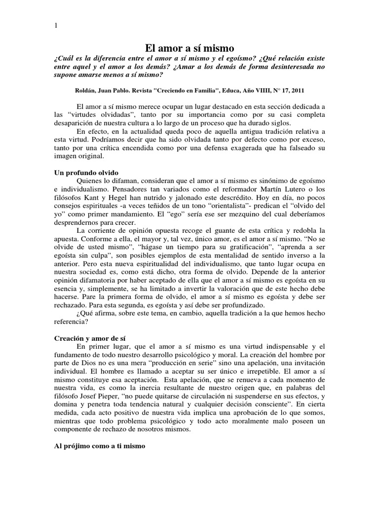 El Amor A Sí Mismo | PDF | Amor | Science