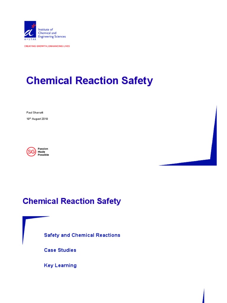 Chemical Reaction Safety: Paul Sharratt 19 August 2019 | PDF | Chemical ...