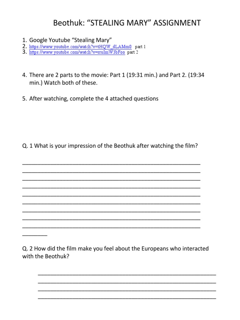 Stealing Mary Assignment | PDF | Science | Science And Technology