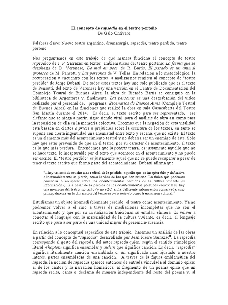El Concepto de Rapsodia en El Teatro Por | Descargar gratis PDF ...