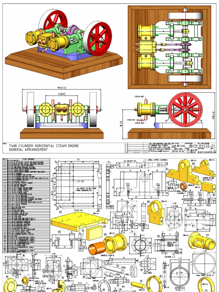 DVSSE-01 Twin Cylinder Horizontal Steam Engine General Arrangement ...
