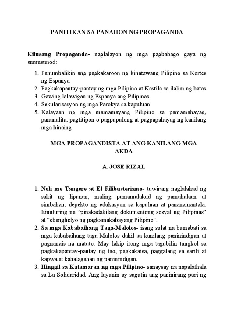 Panitikan Sa Panahon NG Propaganda | PDF