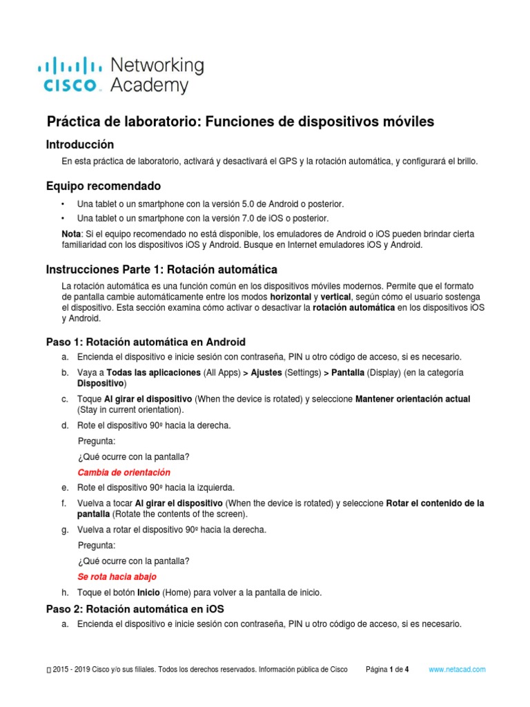 12.1.4.4 Lab - Mobile Device Features | PDF | Ios | Android (sistema operativo)