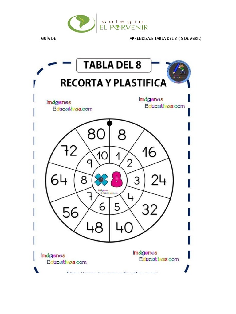 Guía de Aprendizaje Tabla Del 8 | PDF