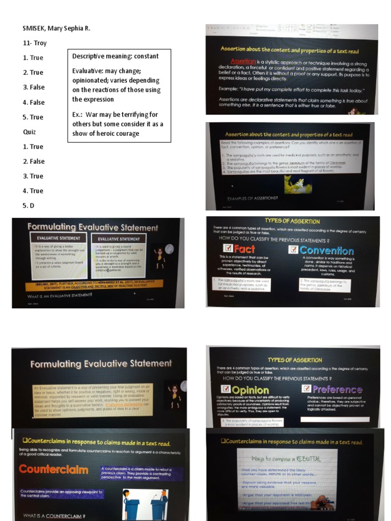 Notes Evaluative Statement | PDF