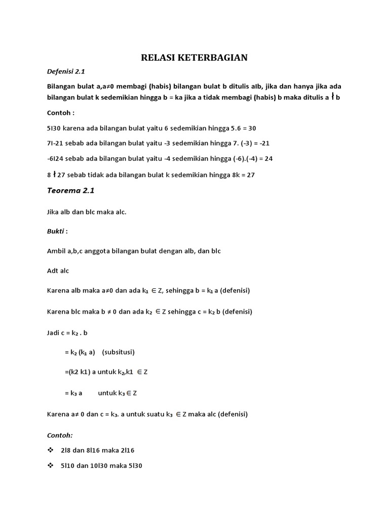 Relasi Keterbagian | PDF
