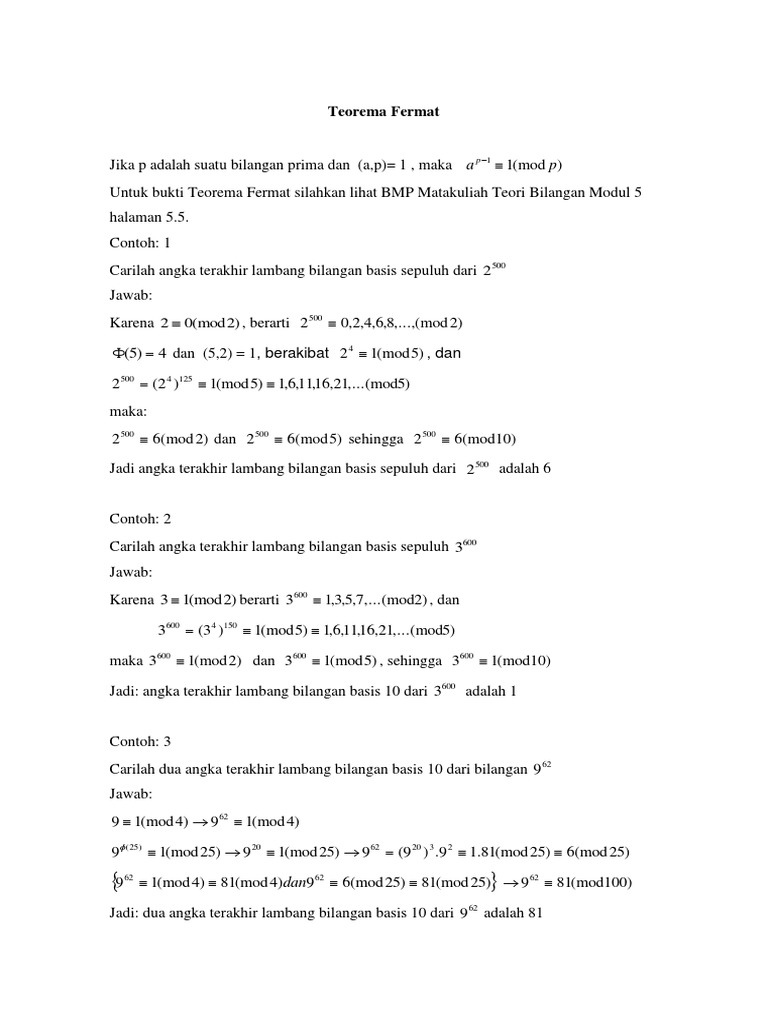 Teorema Fermat | PDF