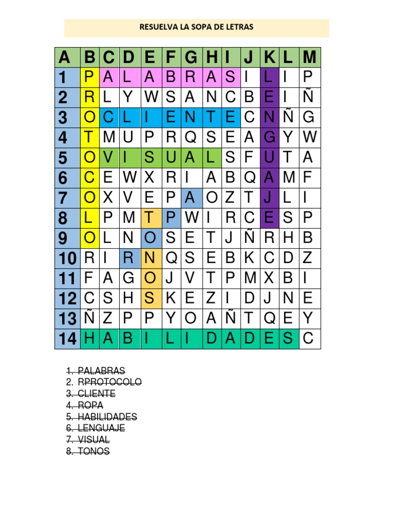 Sopa de Letras Habilidades | PDF