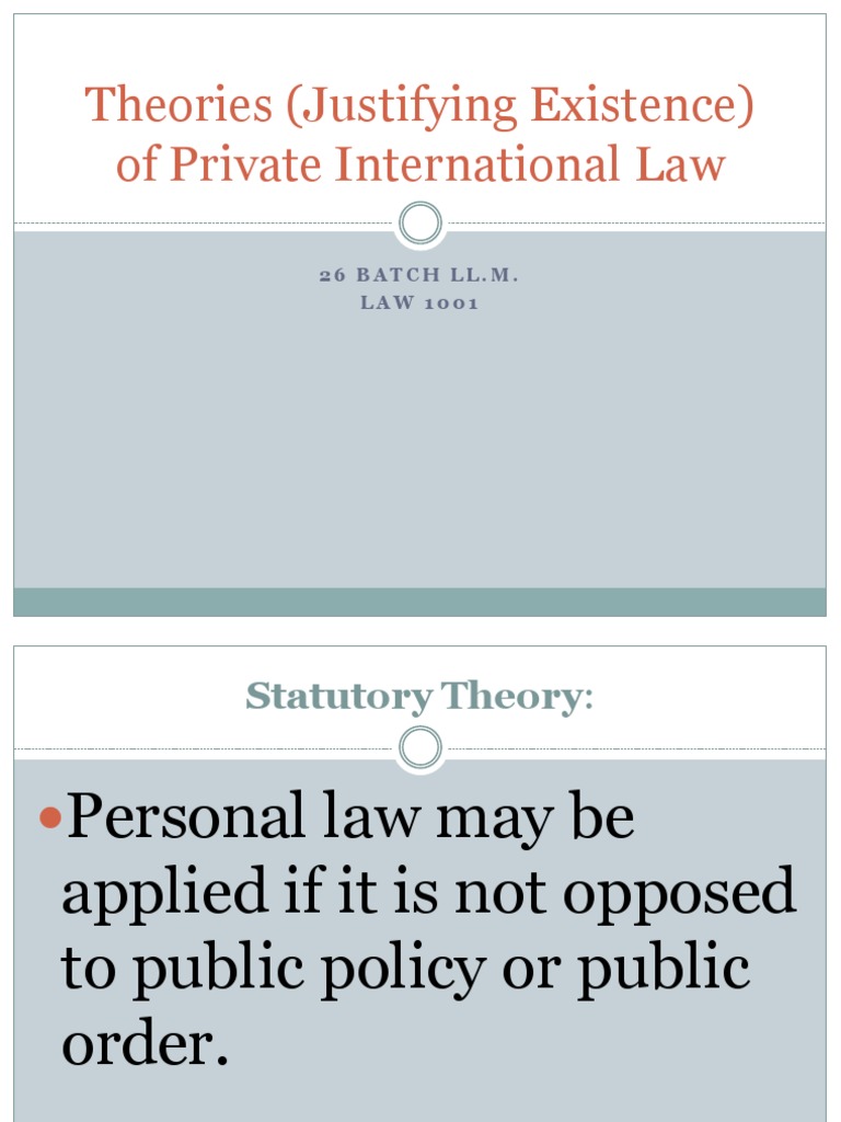 Sb Pr Il Theories Of Private International Law Pdf