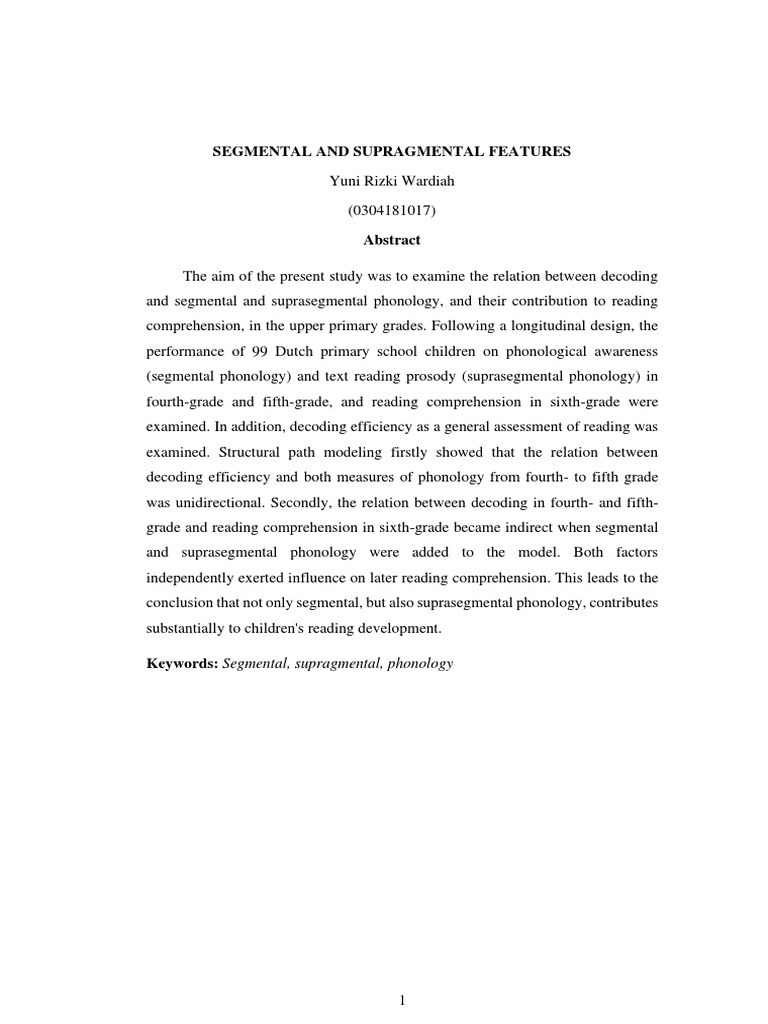 Segmental and Supragmental Features | Download Free PDF | Stress ...