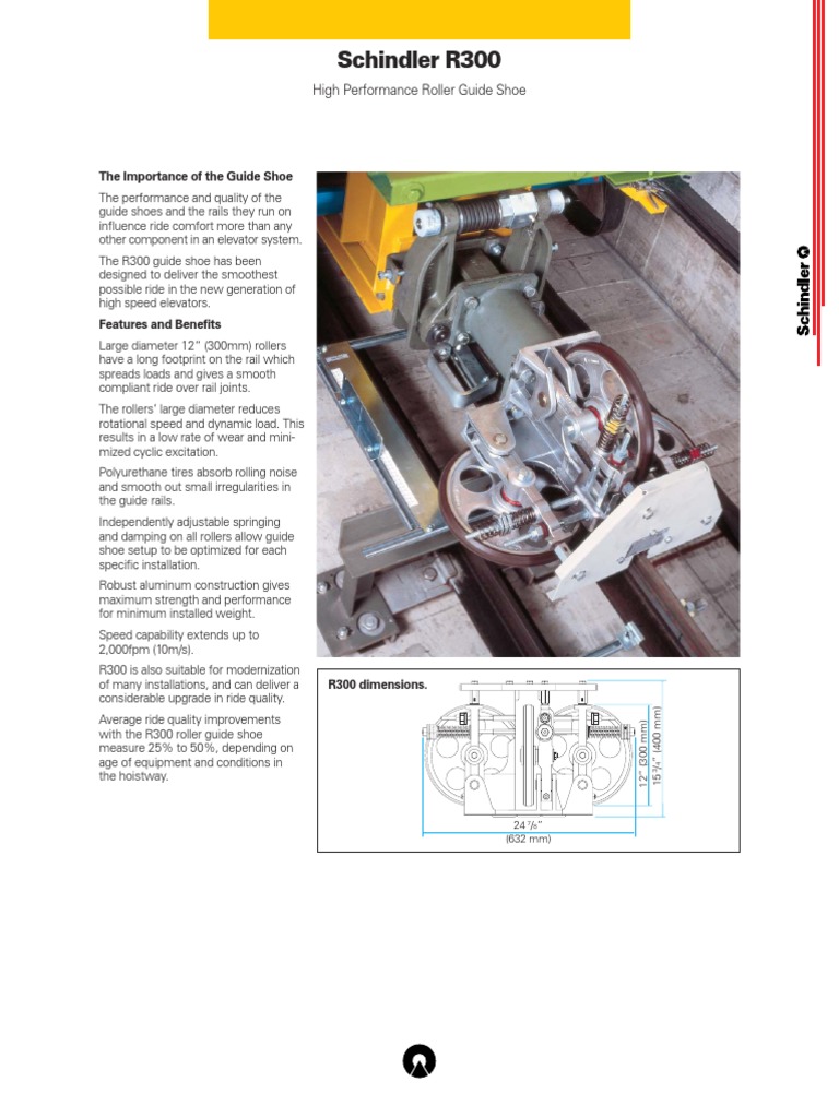 Schindler R300: High Performance Roller Guide Shoe | PDF | Elevator ...