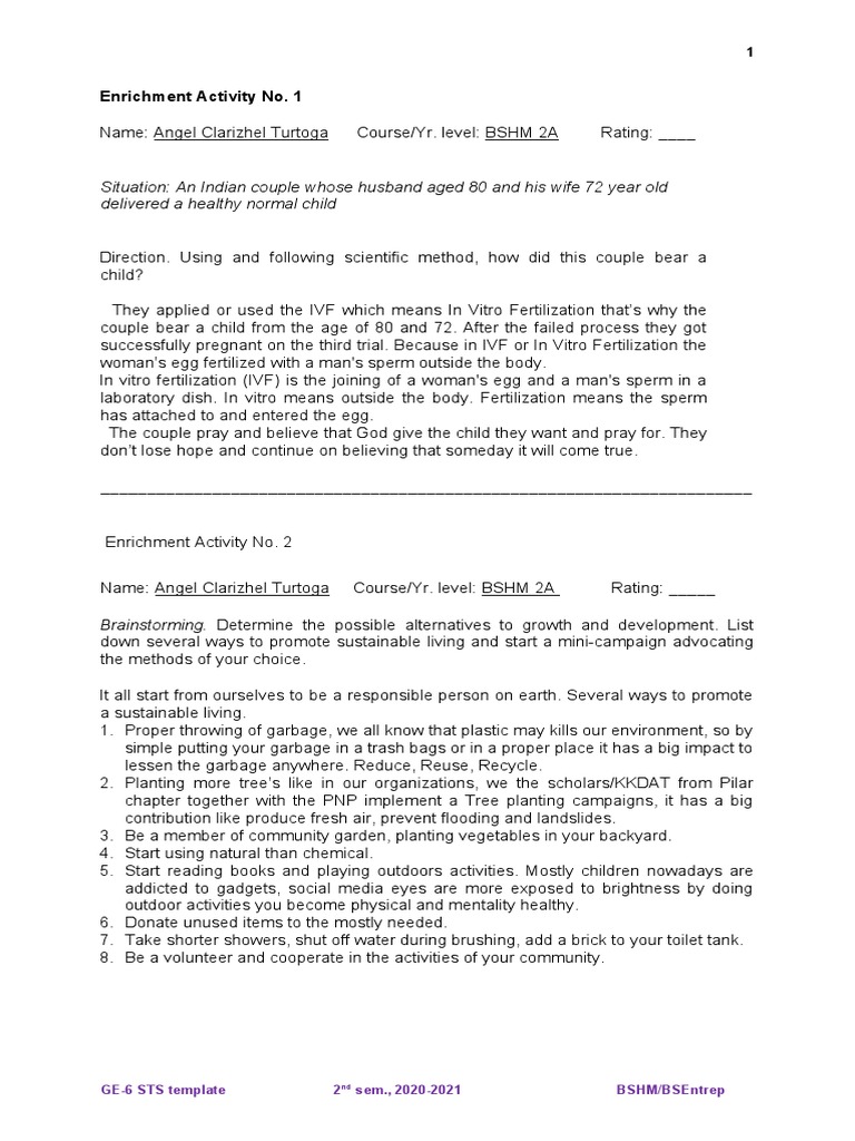 STS Template Midterm | PDF | In Vitro Fertilisation | Sustainability