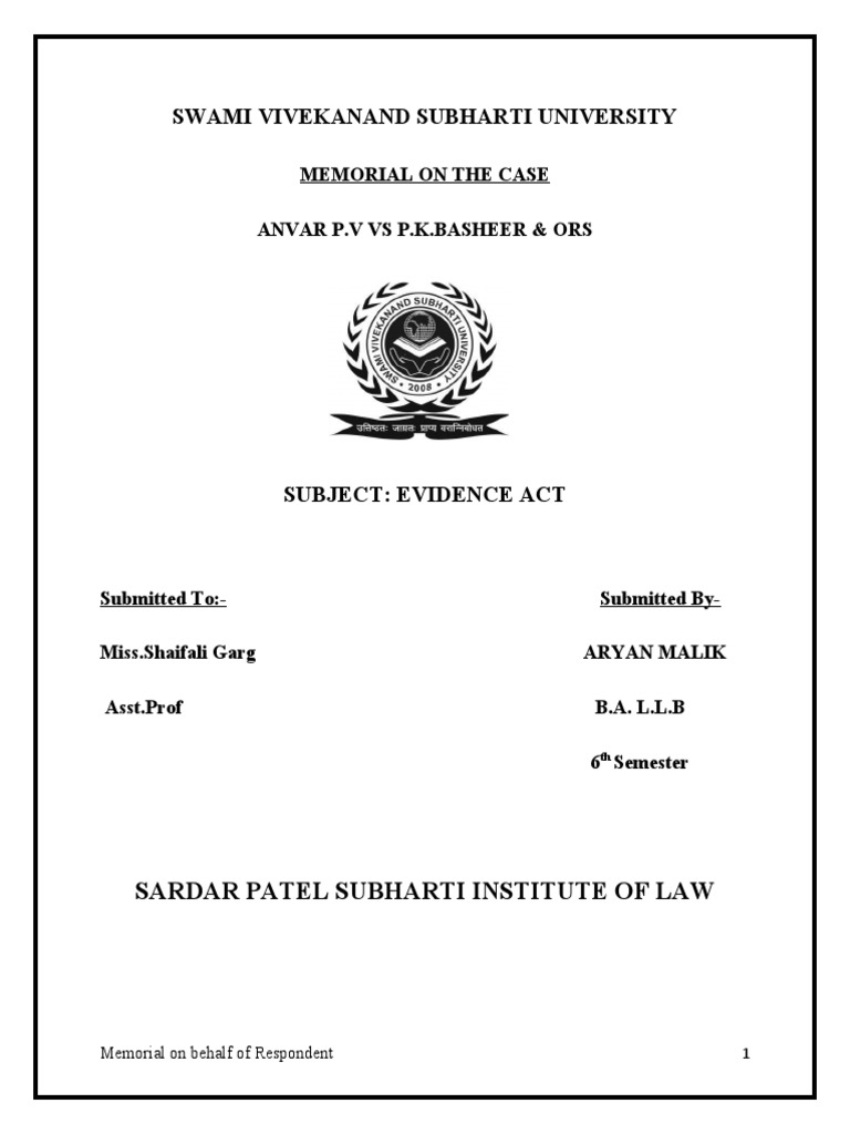 Anvar P.V. vs P.K. Basheer Case Summary | PDF | Supreme Court Of India ...