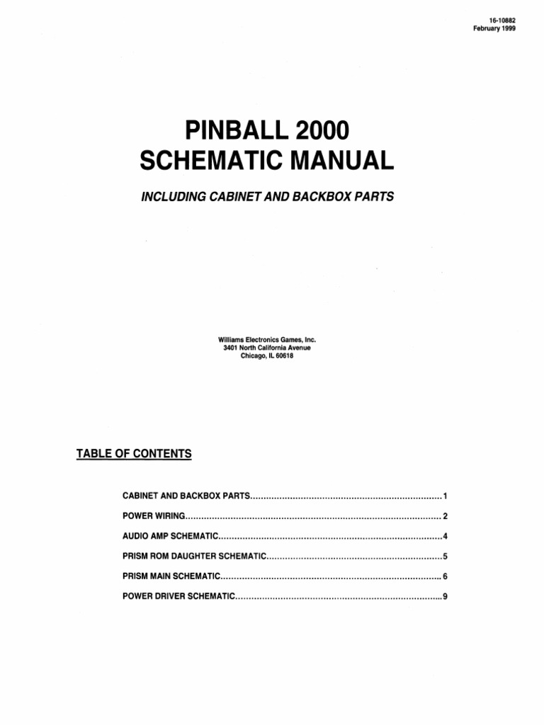 Pinball 2000 Schematic Manual | PDF | Manufactured Goods | Science