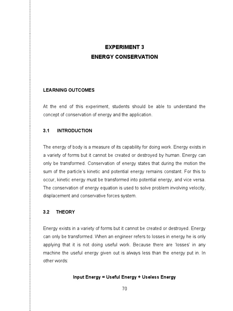 Experiment 3 Energy Conservation: Learning Outcomes | PDF | Kinetic ...