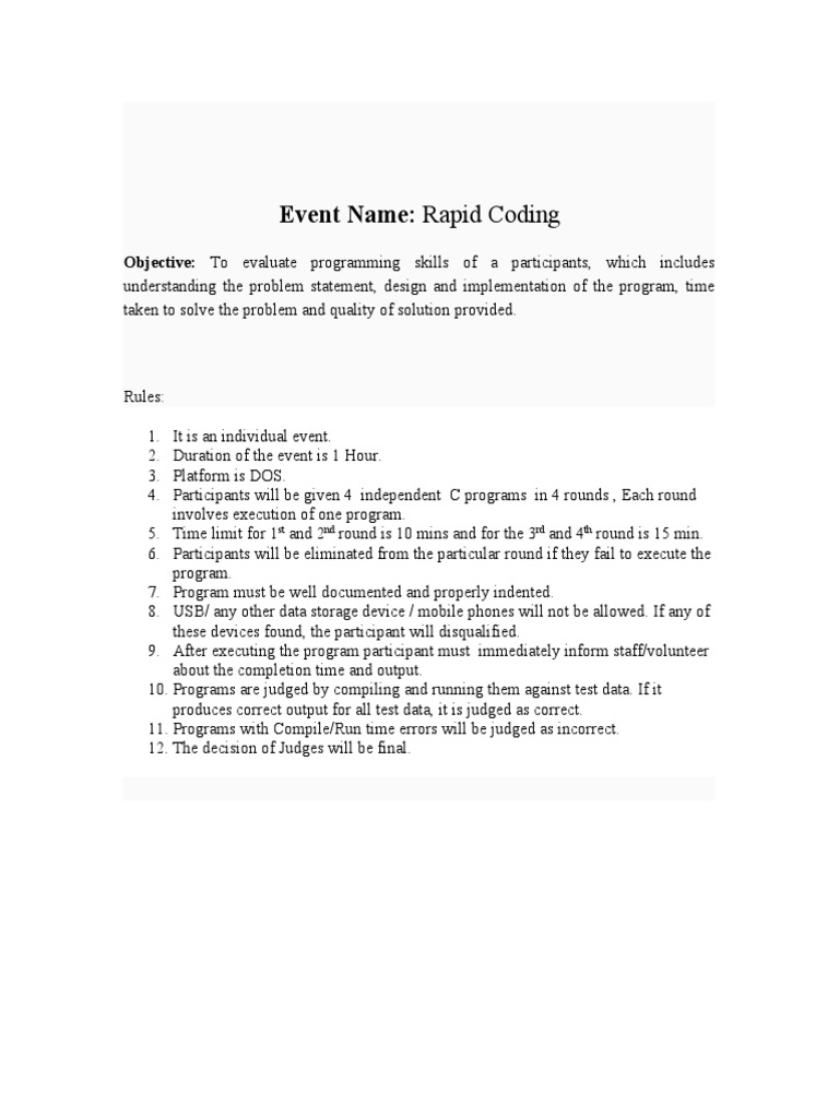 Rapid Coding Rules | PDF