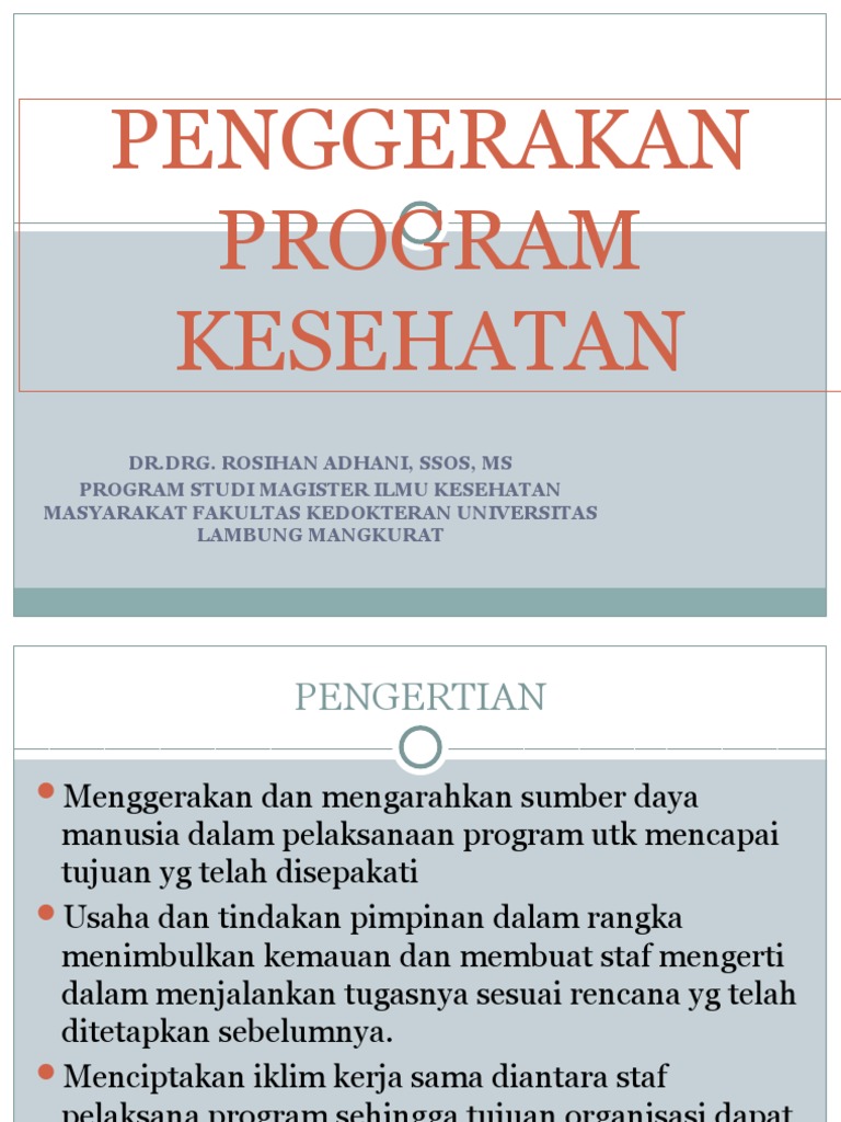 Penggerakan Program Kesehatan | PDF | Pengembangan Diri