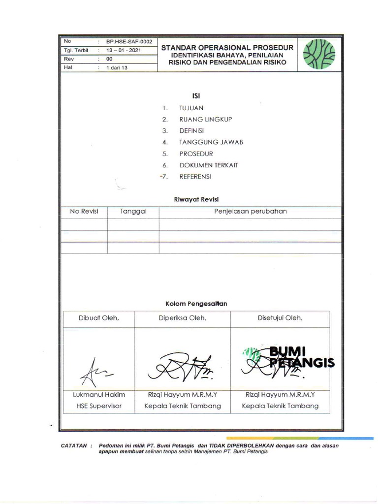 BP - Hse Saf Sop 0002 Sop Prosedur Ibpr | PDF