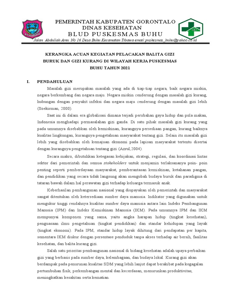Kak Pelacakan Gizi Buruk | PDF | Kesehatan Holistik