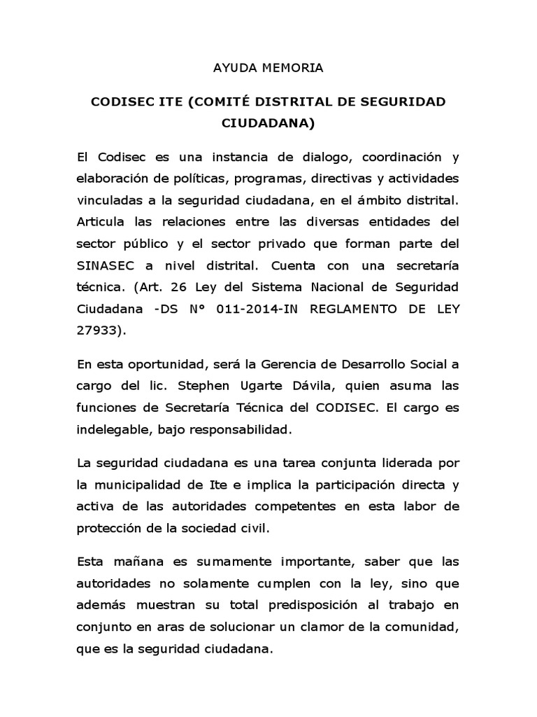 Ayuda Memoria - Codisec | PDF