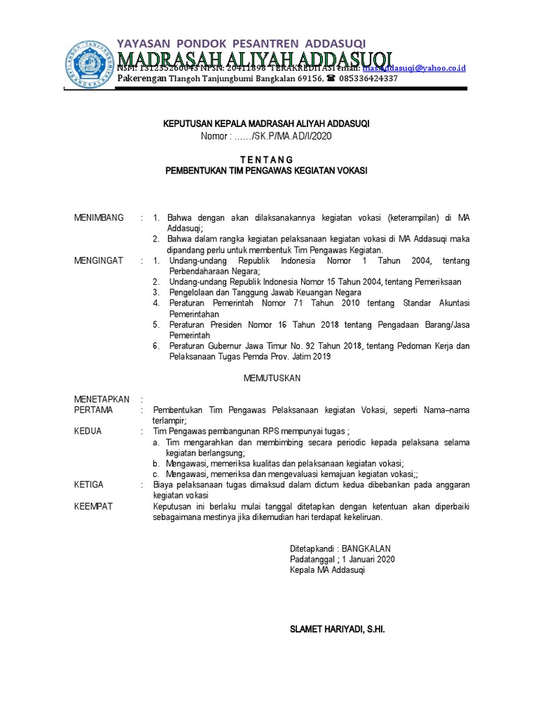 SK Team Pengawasan Dan Perencanaan | PDF