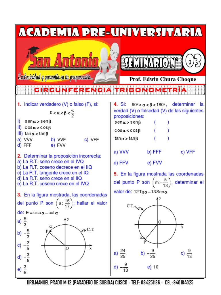 Ejercicios de Trigonometría Avanzada | PDF | Trigonometría | Funciones ...