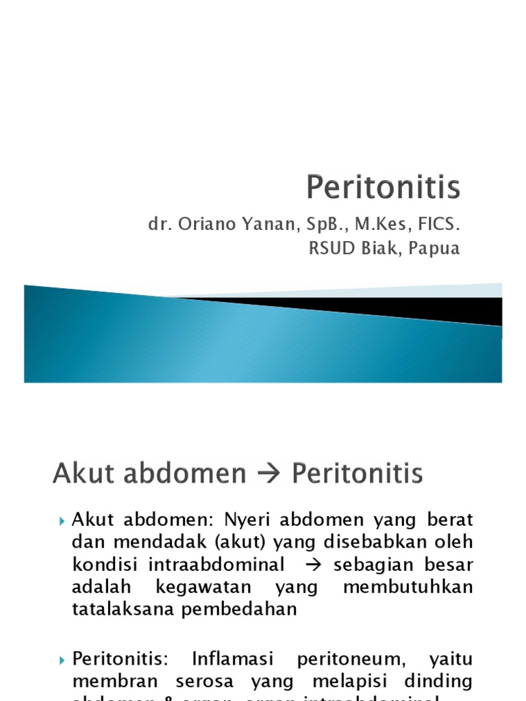 Tatalaksana Peritonitis Akut dan Penyebabnya | PDF