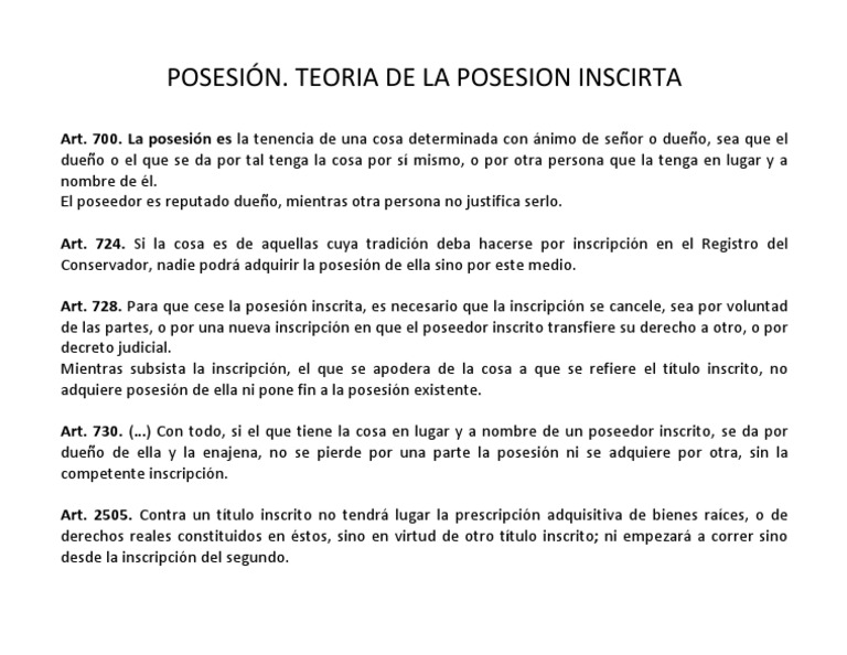 Posesi - N. Teoria de La Posesion Inscrita | PDF