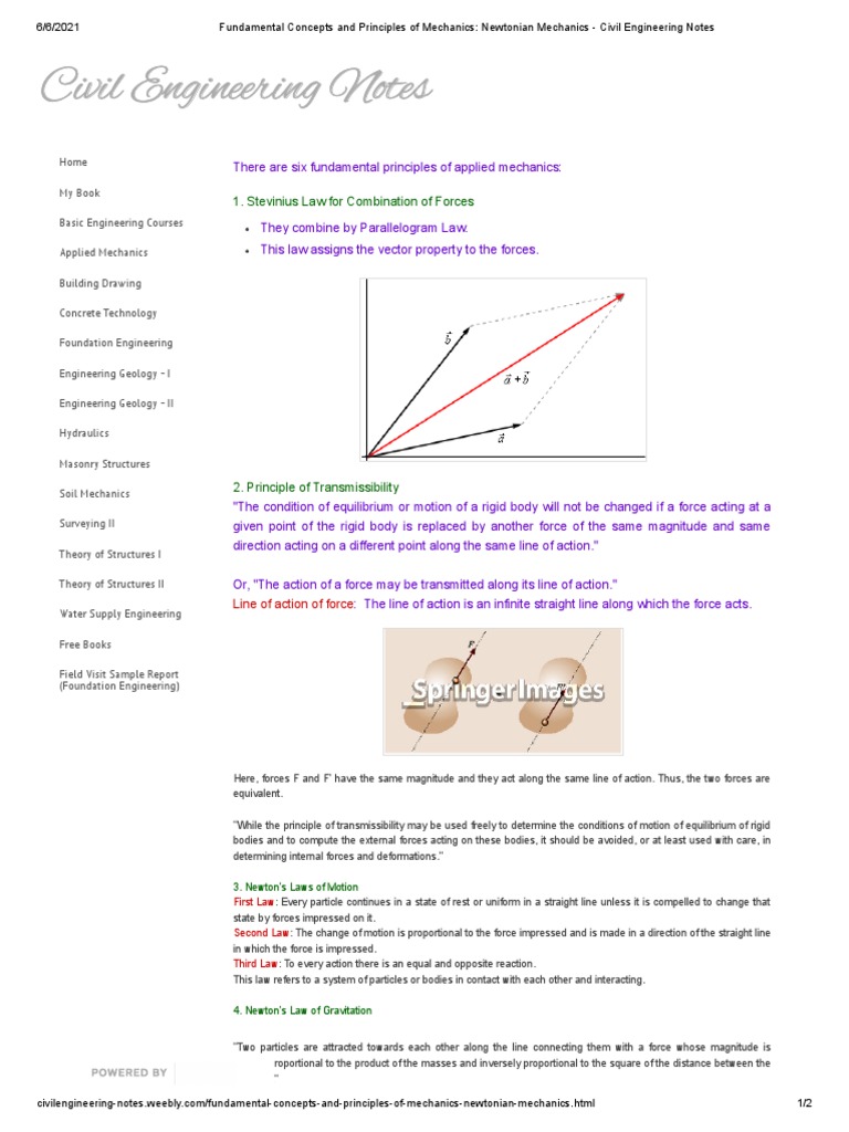 Fundamental Concepts and Principles of Mechanics - Newtonian Mechanics ...