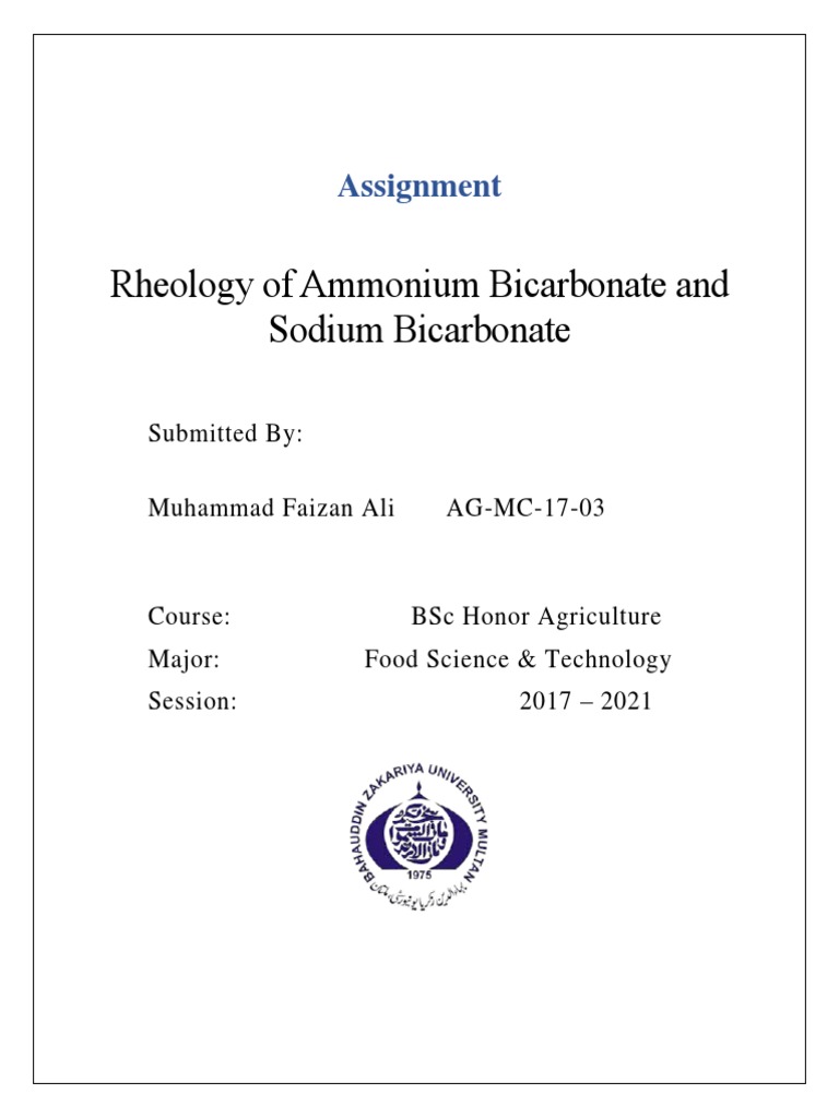 Faizan Assignment Calcium Bicarbonate and Ammonium Bicarbonate Leavening Agent in Biscuits | PDF ...