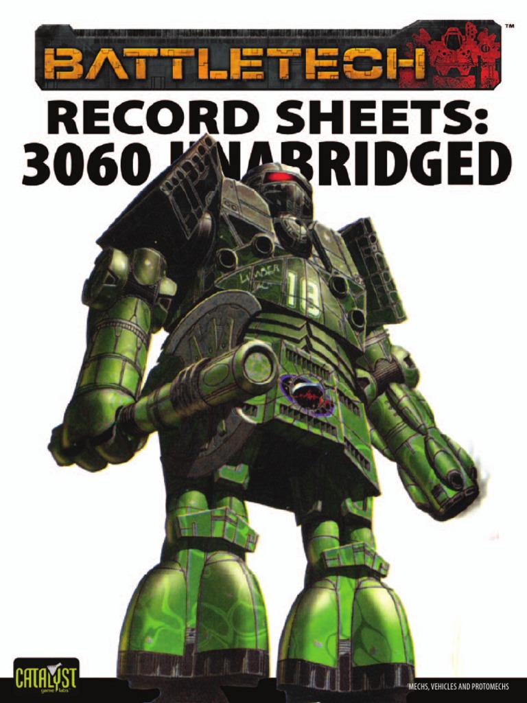 BattleTech - Record Sheets 3060 Unabridged | PDF | Battle Tech | Armed ...