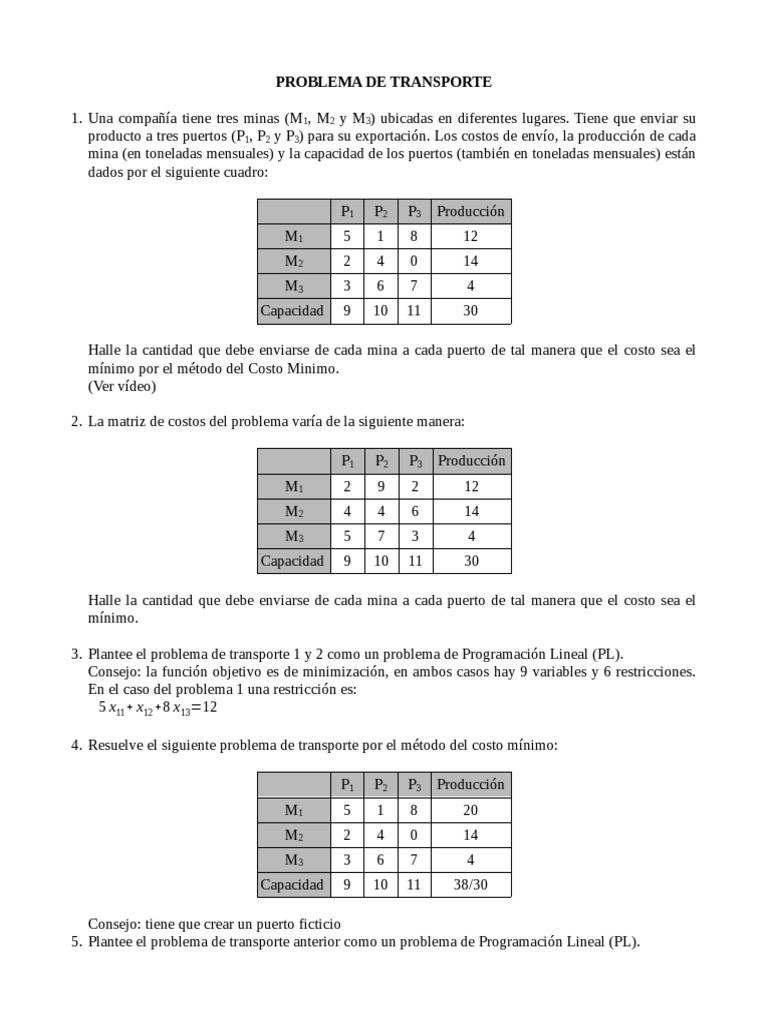 IO Transporte | PDF | Programación lineal | Análisis matemático