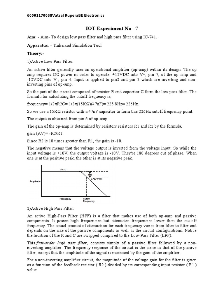 Iot Experiment No - 7: 60001170058vatsal Ruperabe Electronics | PDF | Operational Amplifier ...