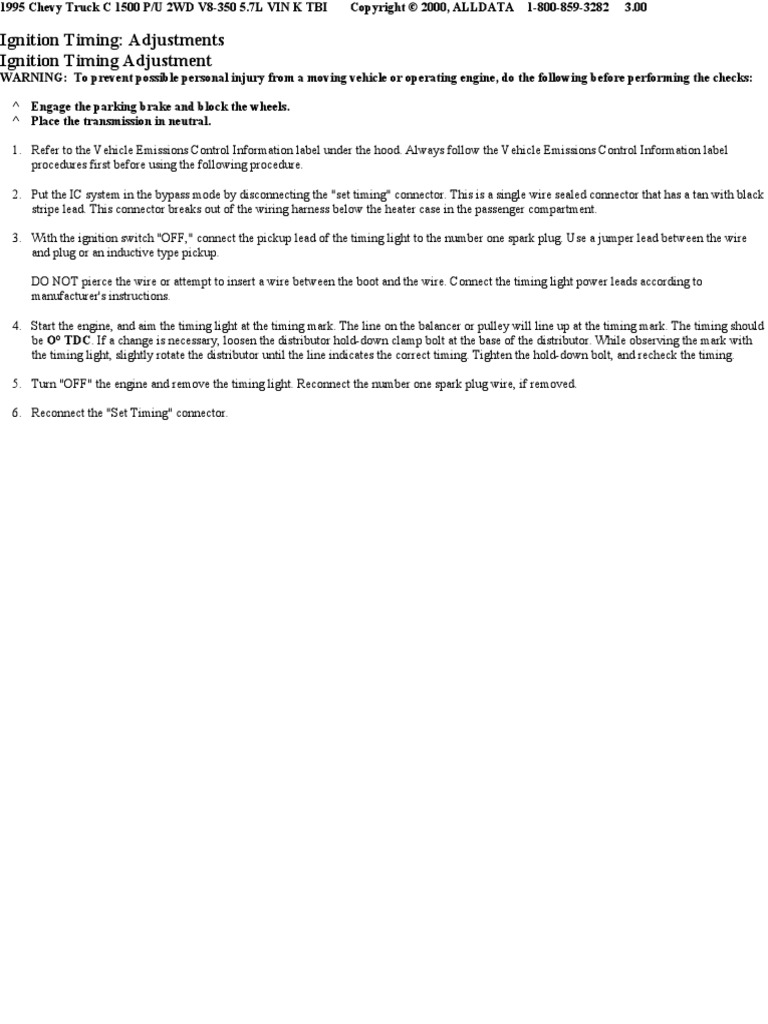 Ajuste Avance Encendido Chevy 5.7 L | PDF | Business | Technology & Engineering