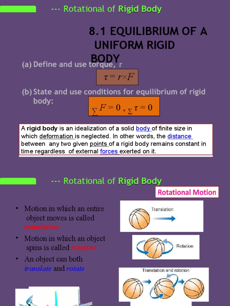 Torque and Equilibrium in Rigid Bodies | PDF | Torque | Rotation