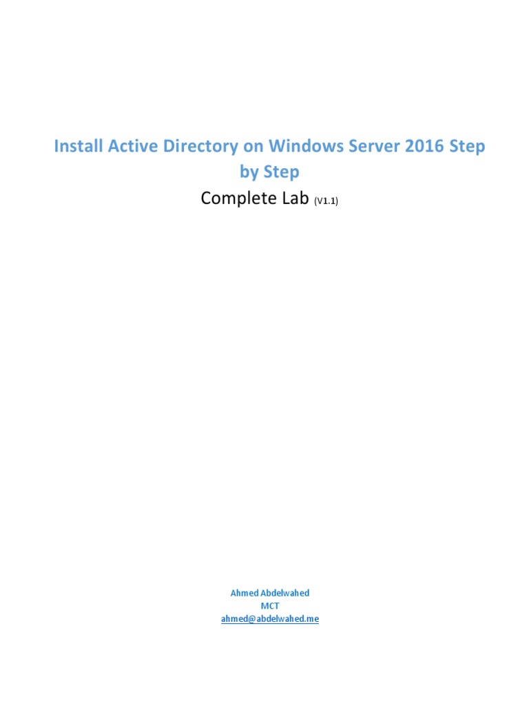 Install Active Directory On Windows Server 2016 Step by Step | PDF ...