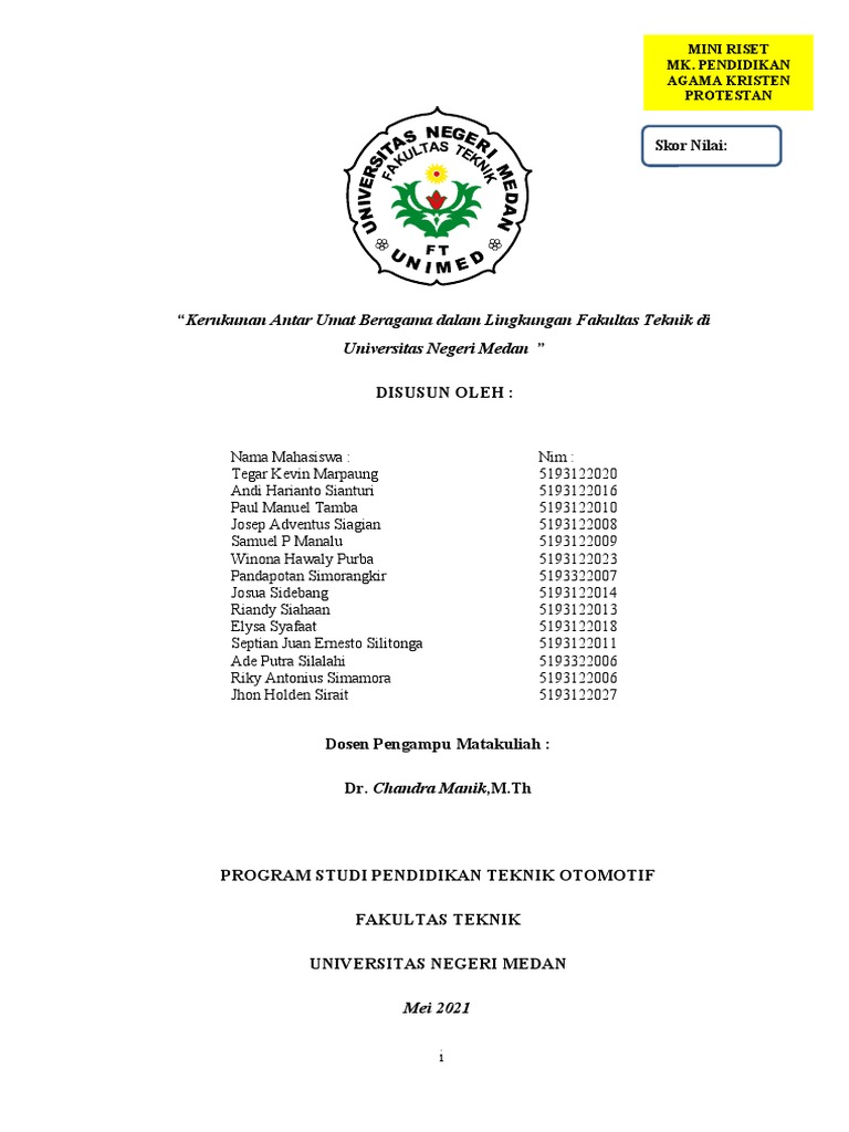 Kerukunan Umat Beragama di FT UNIMED | PDF