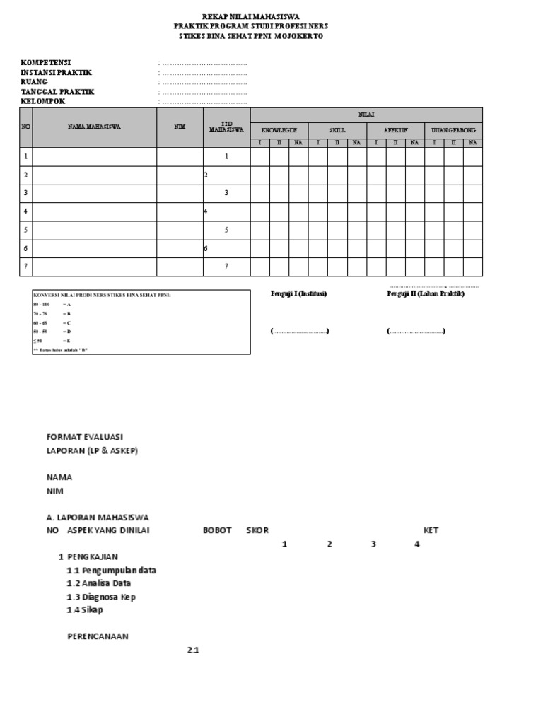 Rekap Nilai Ujian Gerbong | PDF