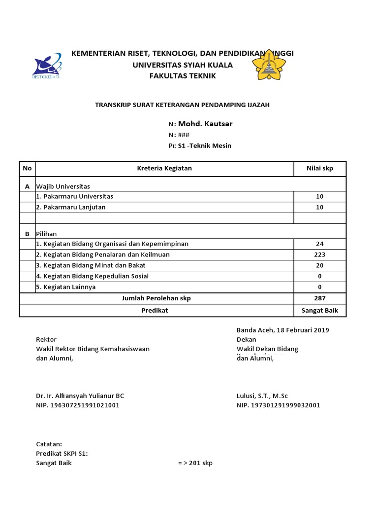 SKPI Contoh | PDF