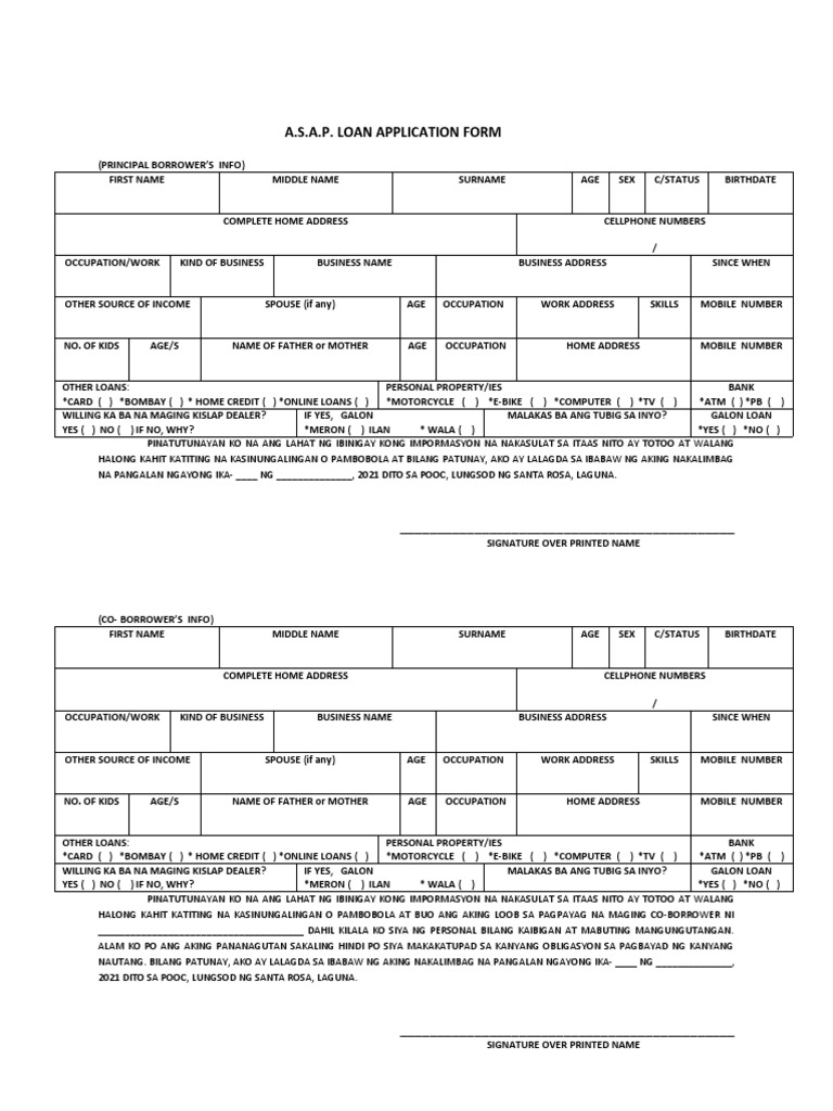 Asap Application Form | PDF