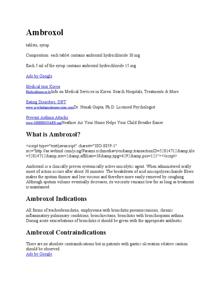 Ambroxol | PDF | Pulmonology | Bronchitis