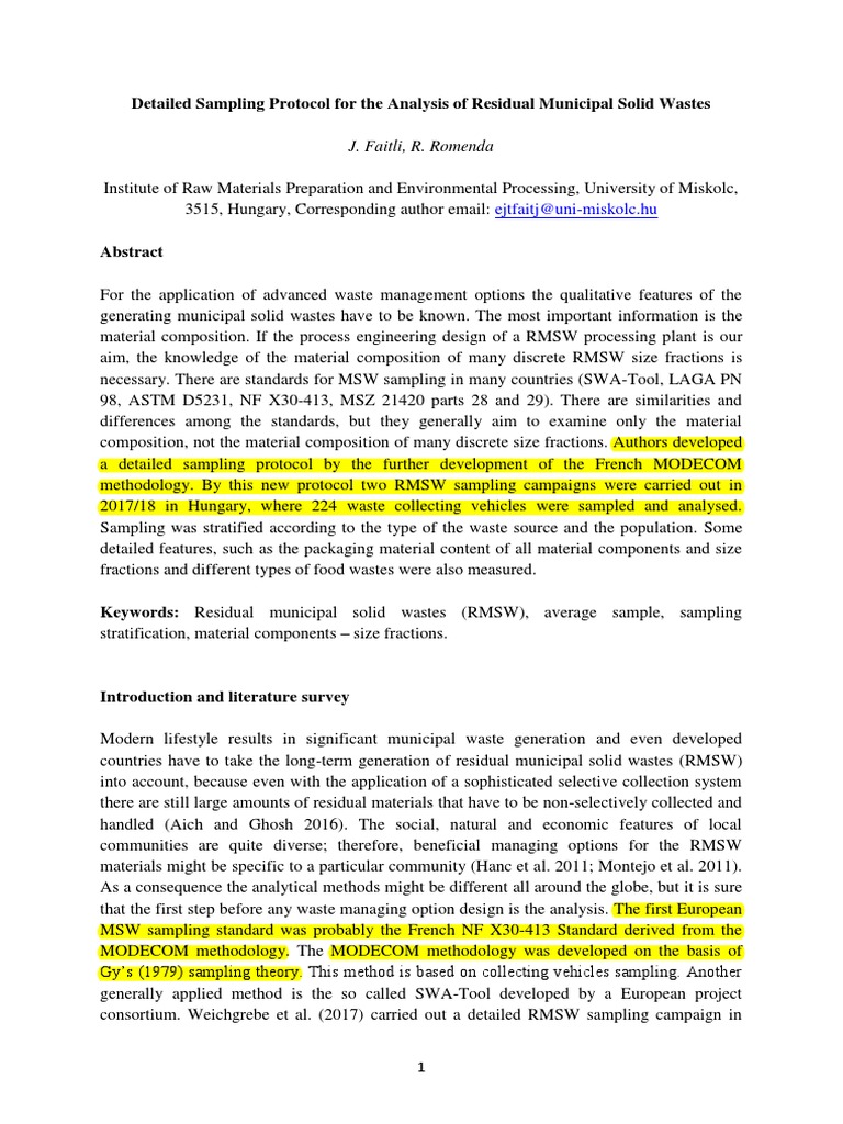 Hungarian Standards MSZ 21420 - Detailed Sampling Protocol For The Analysis of Residual ...
