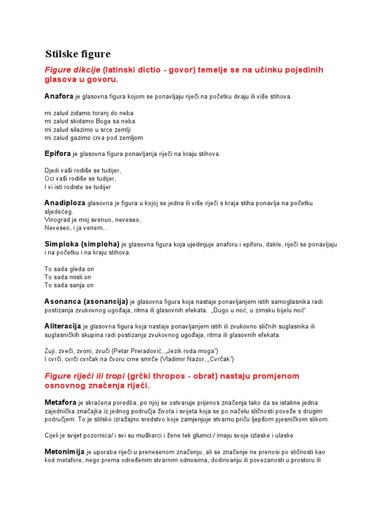 Stilske Figure Sprimjerima | PDF